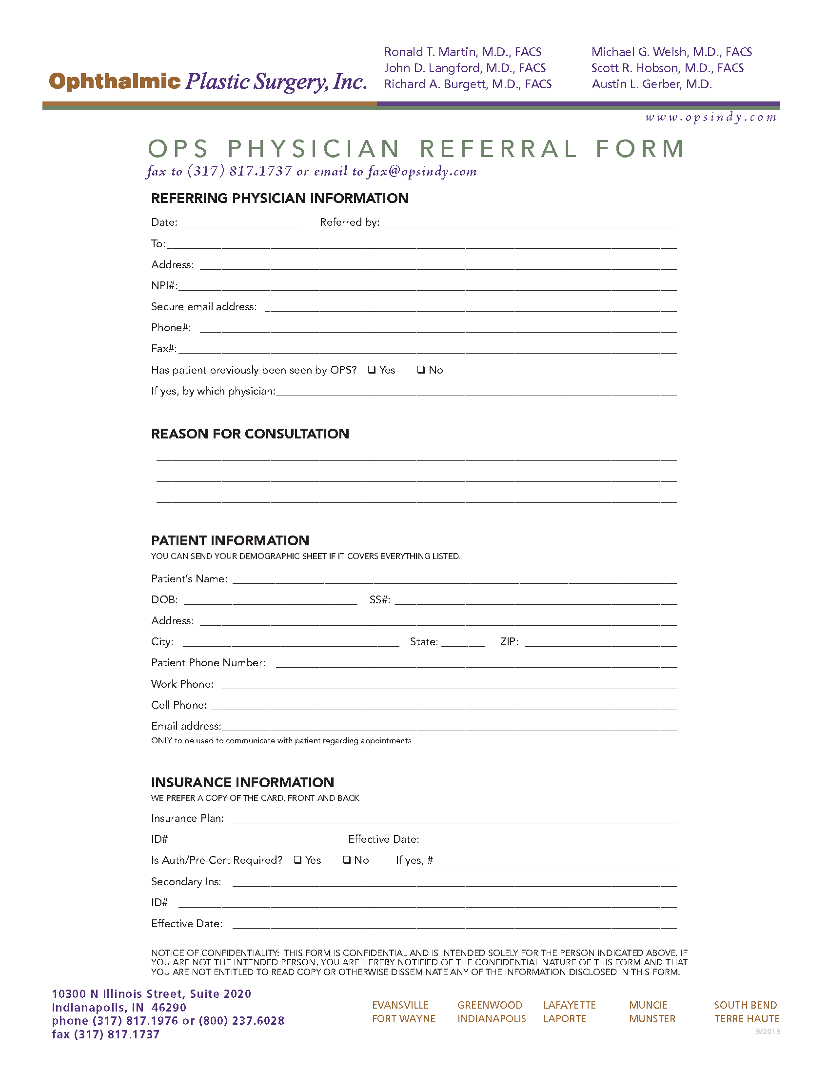 Contact Ophthalmic Plastic Surgery, Inc | Patients